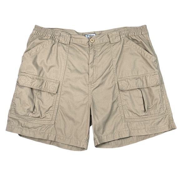 Talos Shorts Talos Cargo Shorts Mens 42 Beige Cotton Elastic Waist Active Outdoor Utility